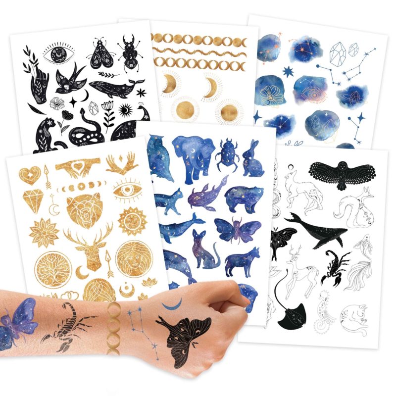 100 Kindertattoos zum Aufkleben – Metallic Tattoos – Sonne, Mond und ...